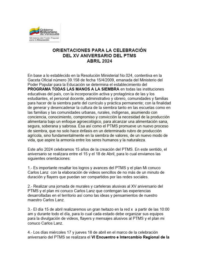 Semana Aniversario Ptms 2024 | PDF