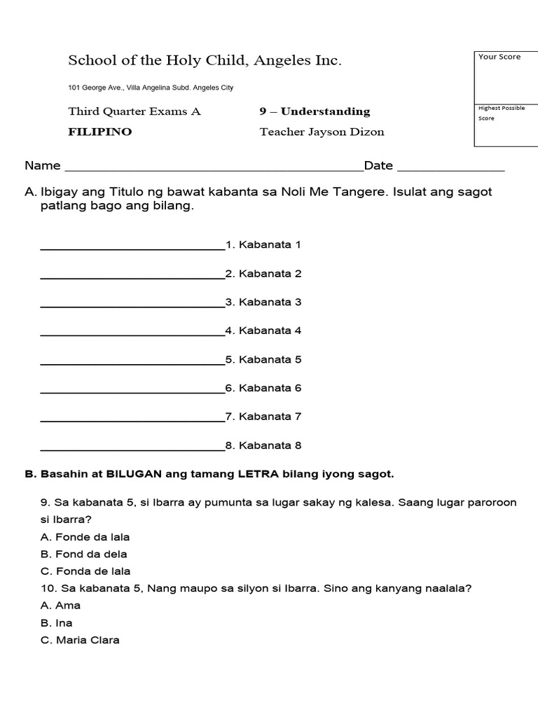 9 Fil 3rd Grading Ut | PDF