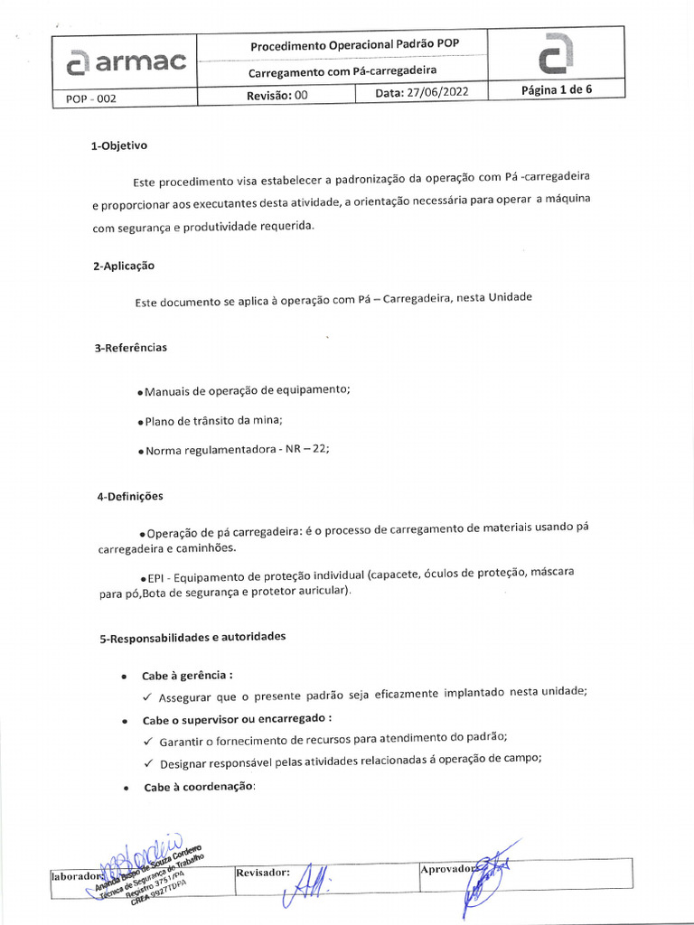 POP - 002 Carregamento Com Pá-Carregadeira | PDF