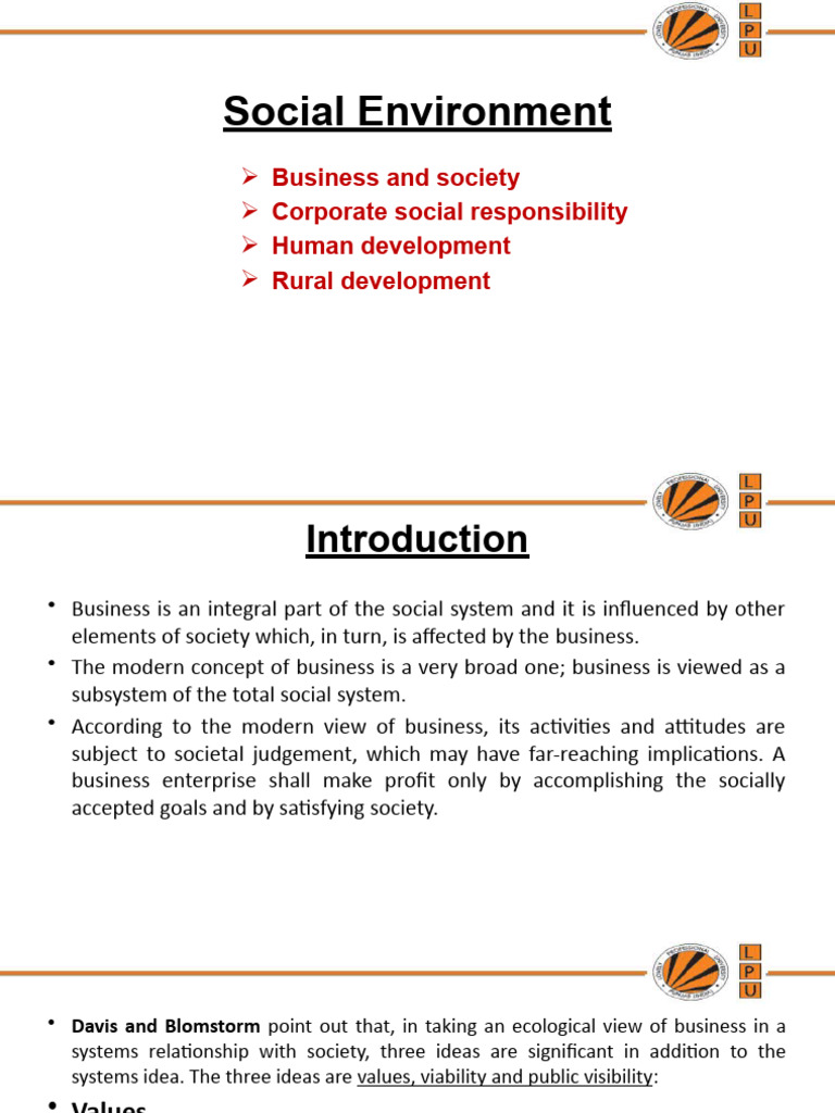 Unit3. Social Environment | PDF | Corporate Social Responsibility ...