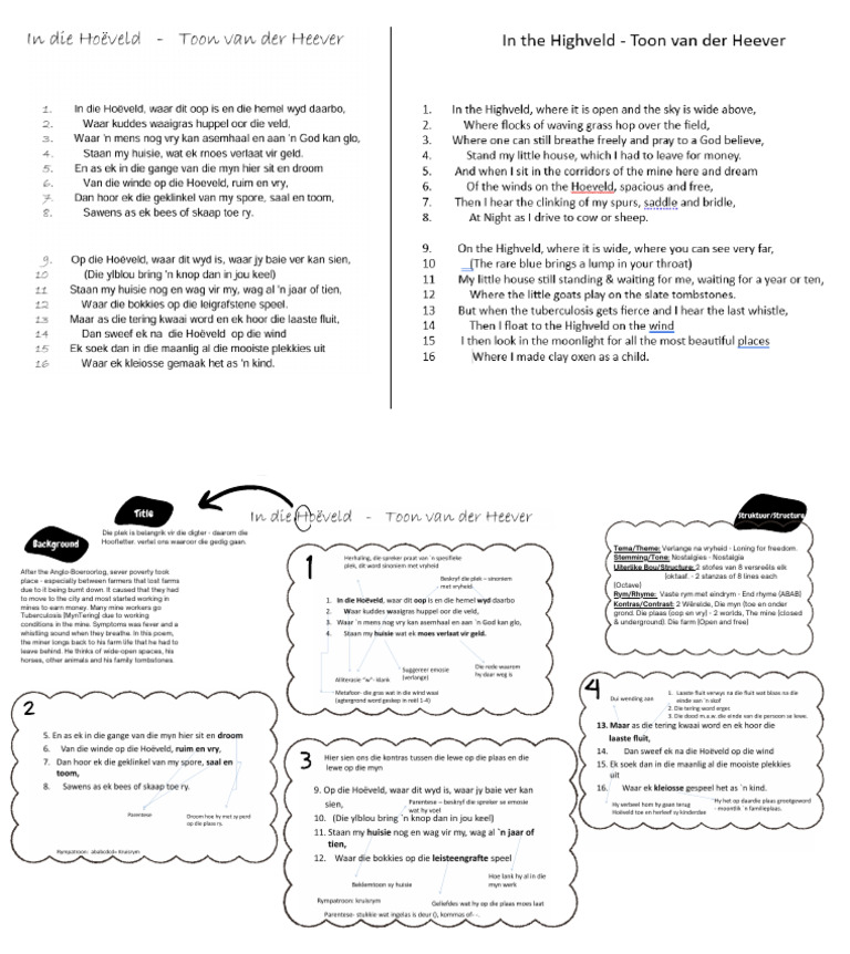 In die Hoëveld: Poem Analysis | PDF