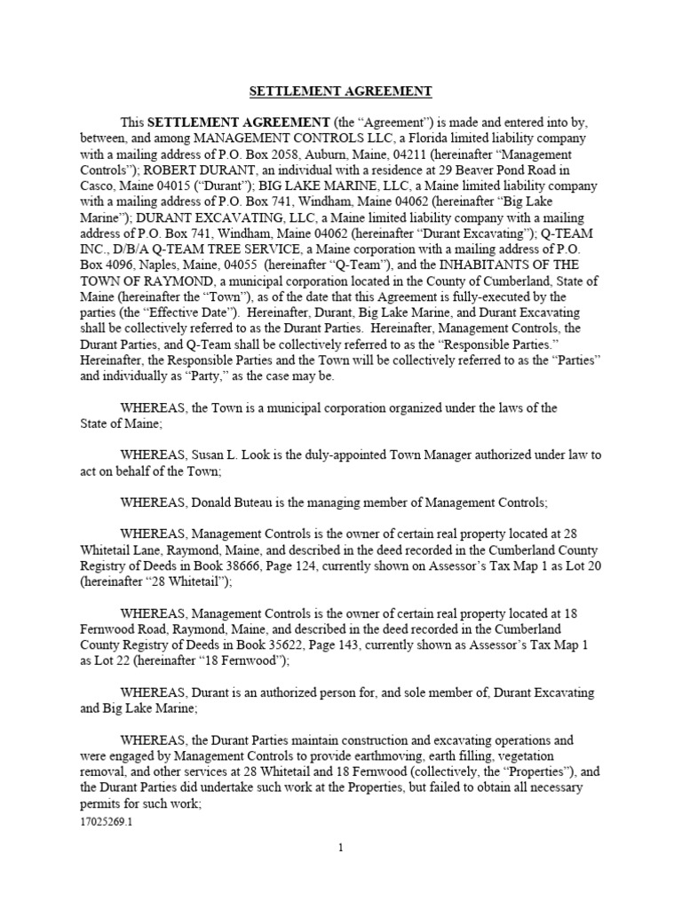 Execution Copy of Settlement Agreement | PDF | Wetland | Earth Sciences