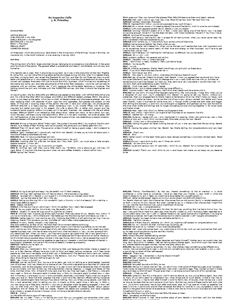 An Inspector Calls (J. B. Priestley) | PDF