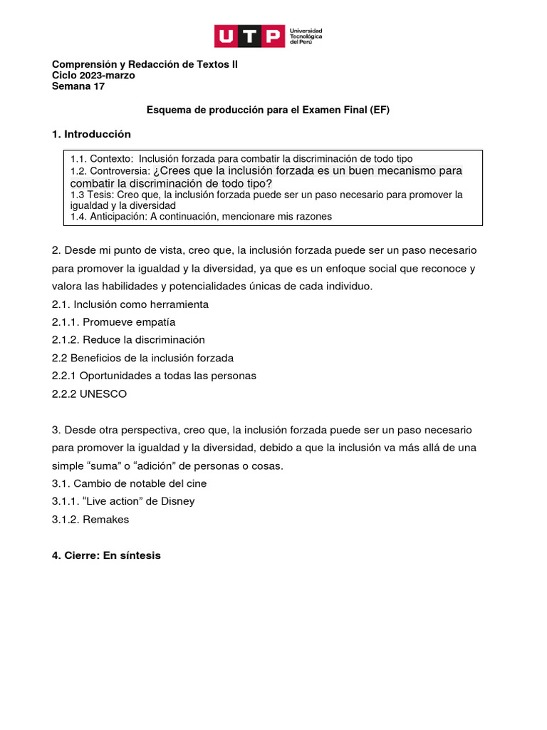 Exa Final R 2 | PDF | Inclusión (Educación) | Estereotipos