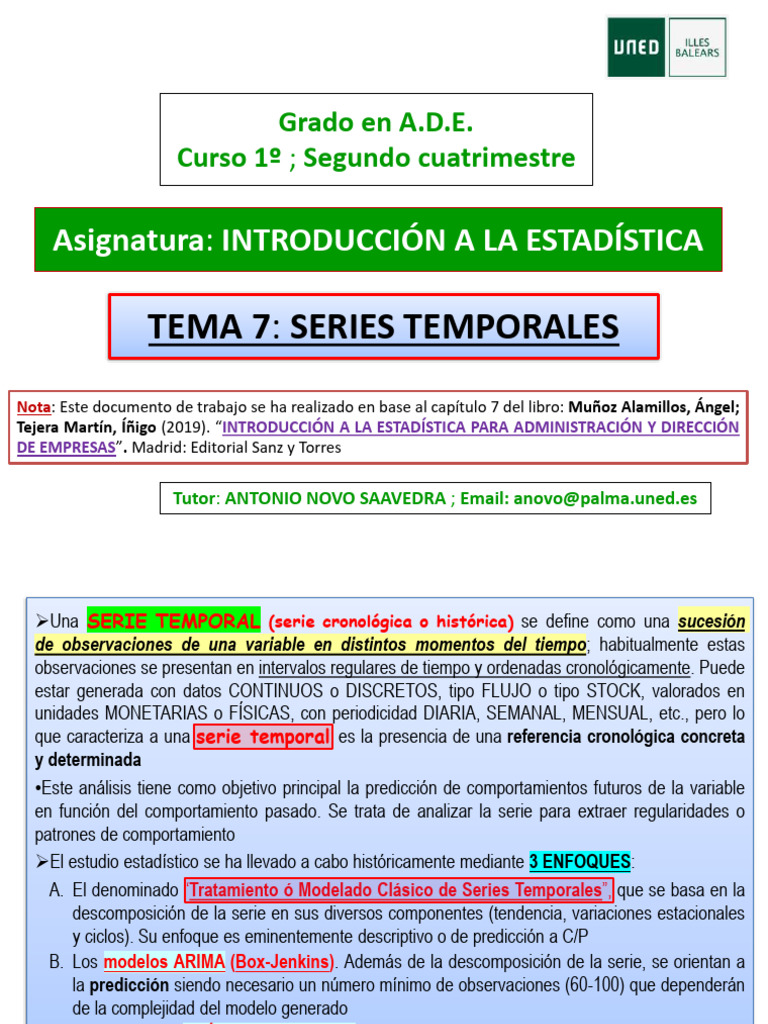 Introduc Estadistica Tema7 | PDF | Estadísticas | Media móvil
