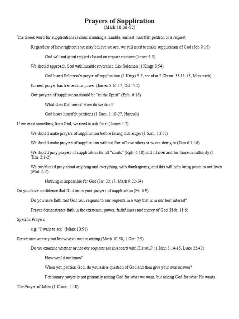 Prayers of Supplication | PDF | Prayer | Blessing