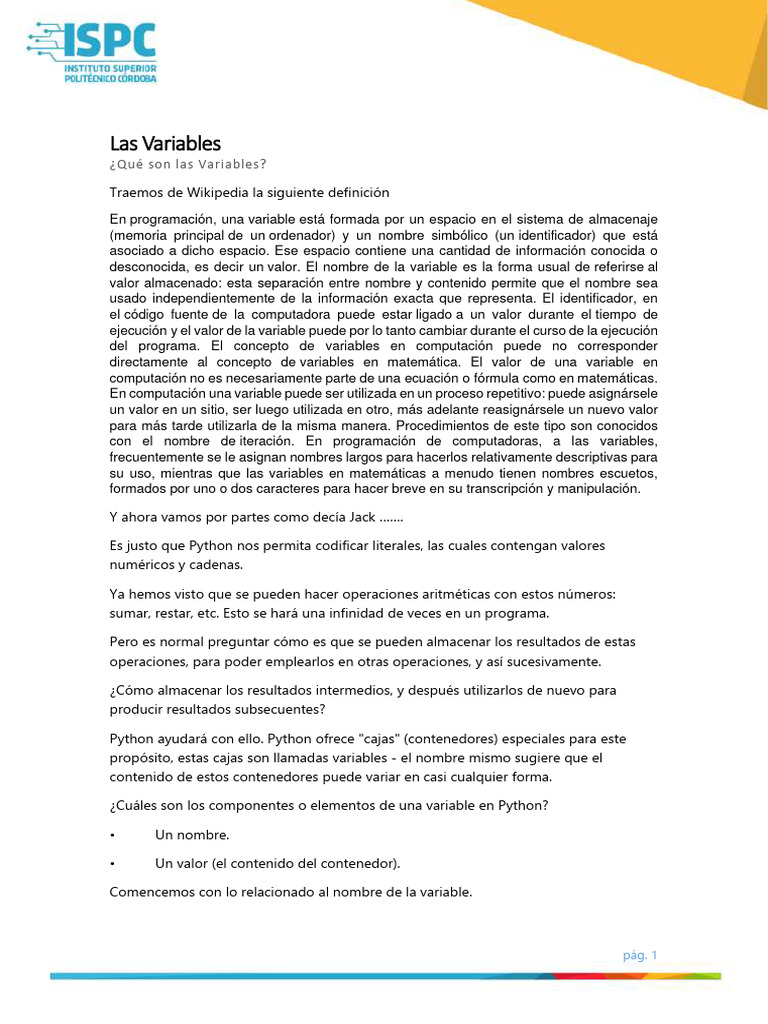 Encuentro3 Asincrono | PDF | Variable (informática) | Programación de computadoras