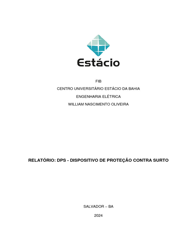 Relatorio Dps Dispositivo de Protecao Contra Surtos | PDF | Resistor | Resistência elétrica e ...
