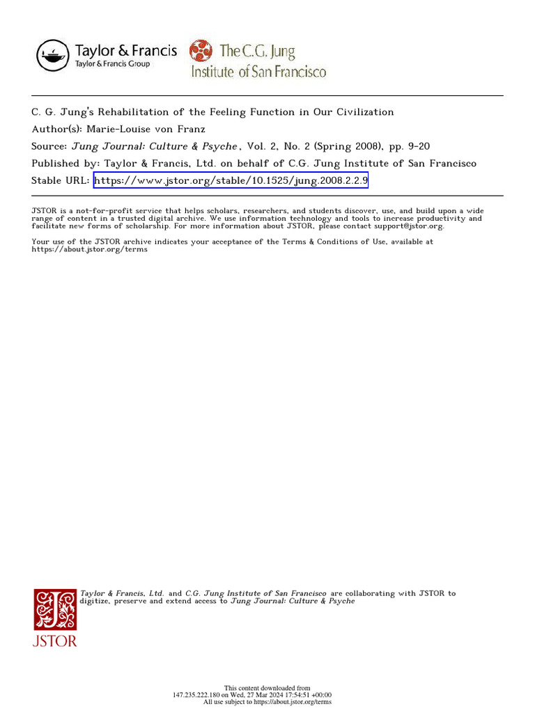 Rehabilitation of The Feeling Function - MLVF | PDF | Carl Jung