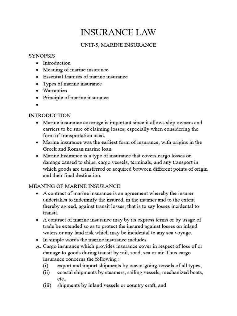 Unit 5 Insurance | PDF | Insurance | Indemnity
