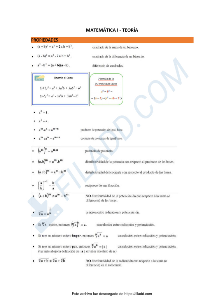 Resumen para Primer Parcial | PDF | Función (Matemáticas) | Logaritmo