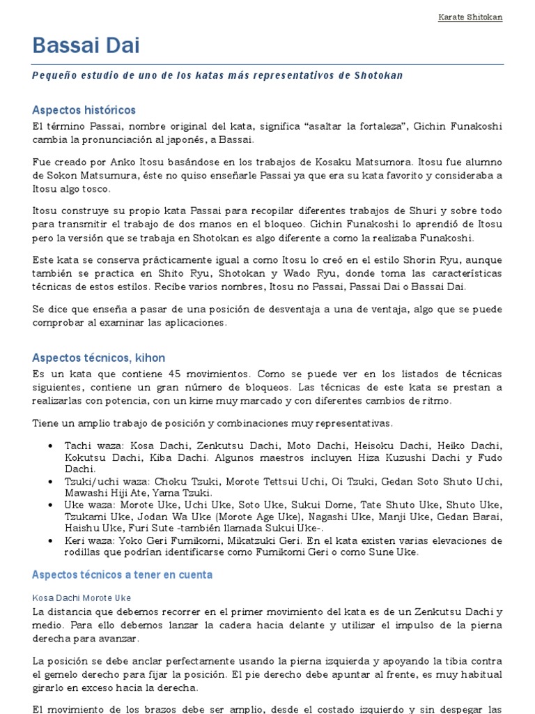 Bassai Dai | PDF | Shotokan | Karate Tradicional