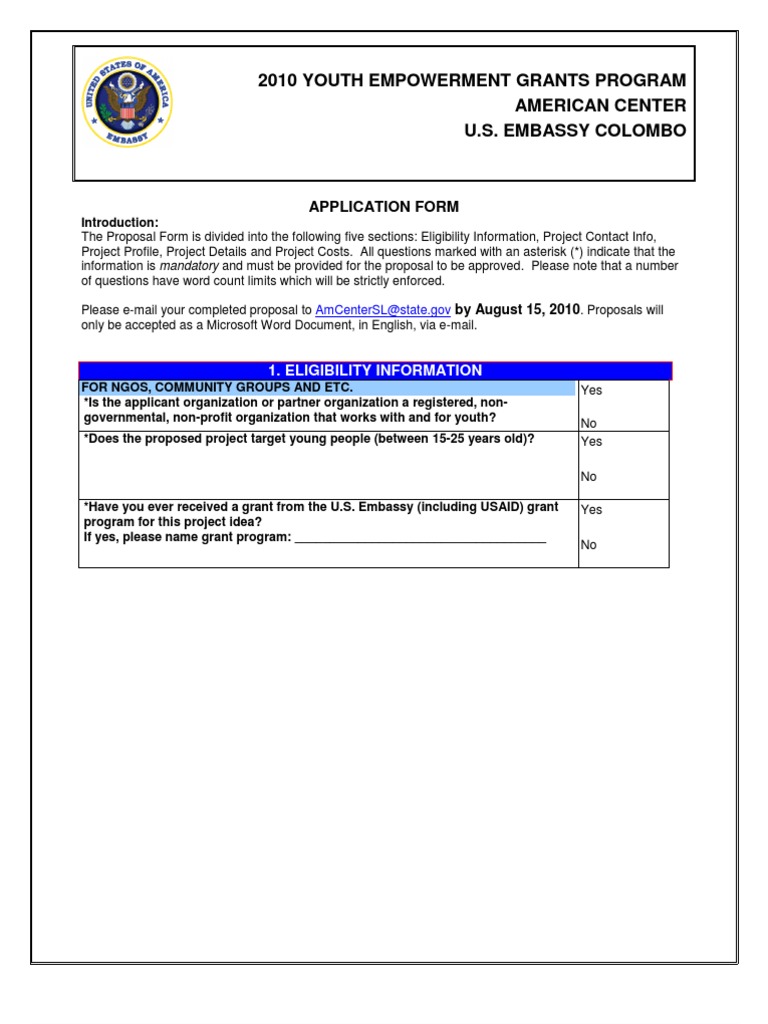 Youth Empowerment Grants Application | PDF | Non Governmental ...