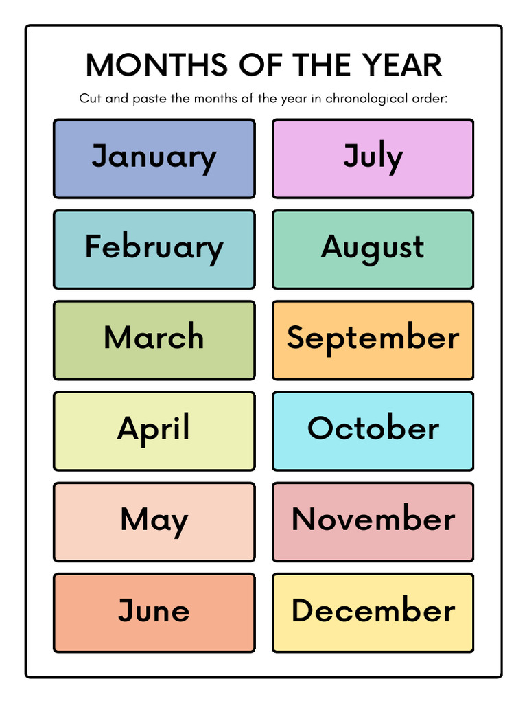 Months of the Year Worksheet PDF | PDF