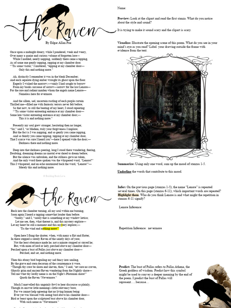 The Raven Close Reading Editable | PDF | The Raven