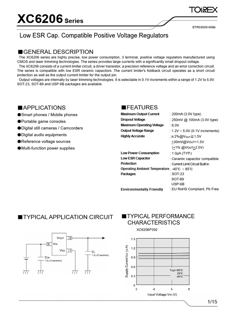 XC 6206 | Download Free PDF | Capacitor | Electronic Circuits