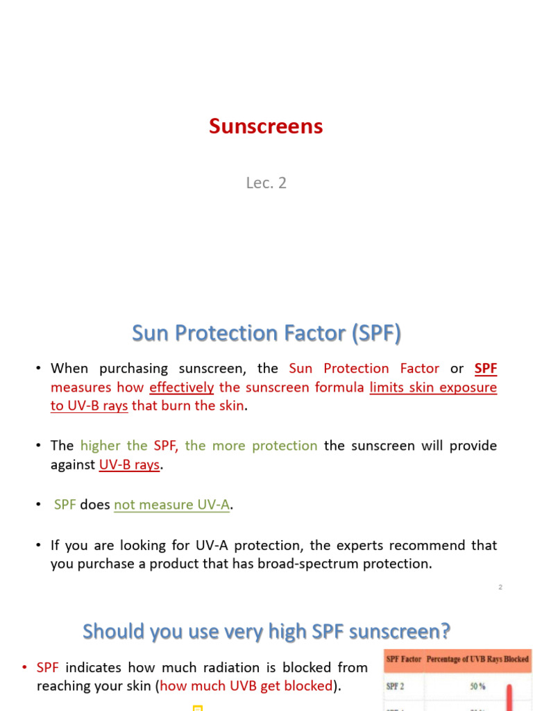 Lec2 sunscreens | PDF | Sunscreen | Ultraviolet