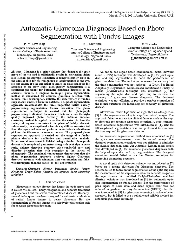 Automatic Glaucoma Diagnosis Based On Photo Segmentation With Fundus ...