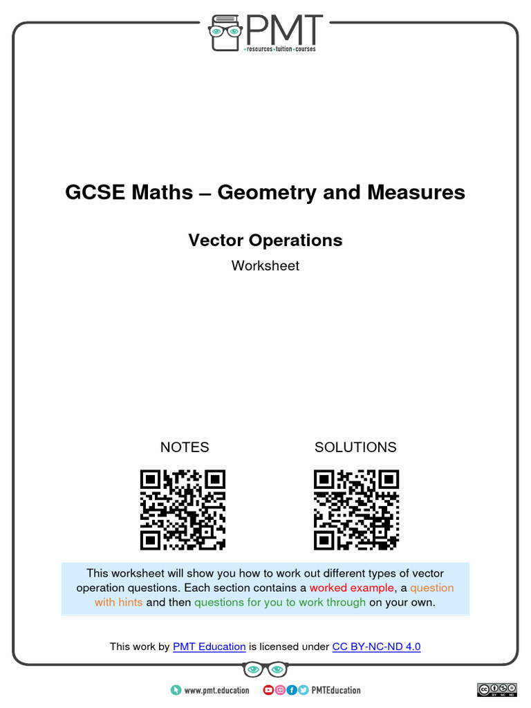 Gcse Geometry Vector Operations Exercise | PDF | Euclidean Vector ...