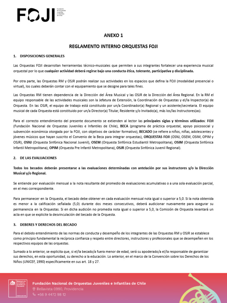 Reglamento Orquestas Propias RM FOJI 2024 | PDF | Orquestas