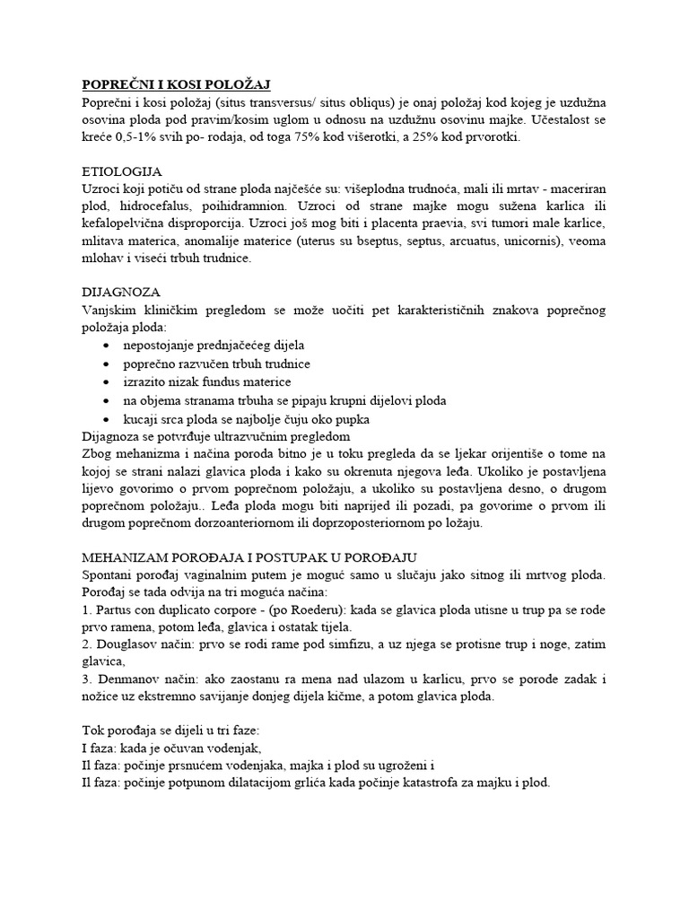 Poremecaji Polozaja Ploda | PDF