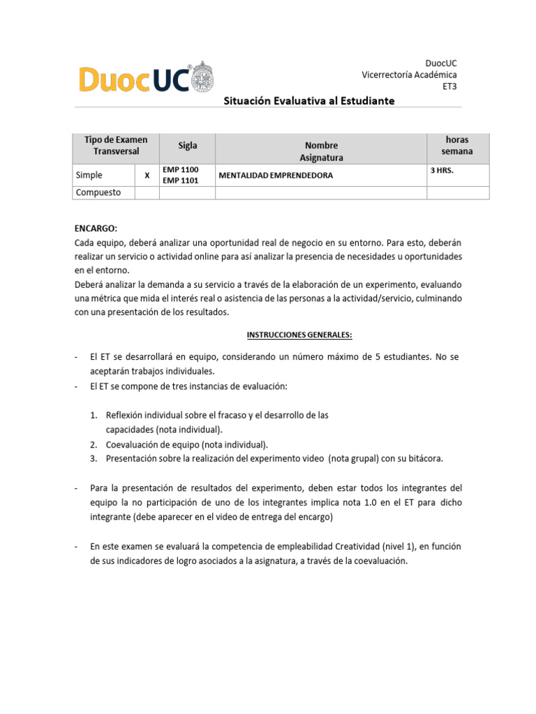 Evaluación de Mentalidad Emprendedora | PDF | Cognición