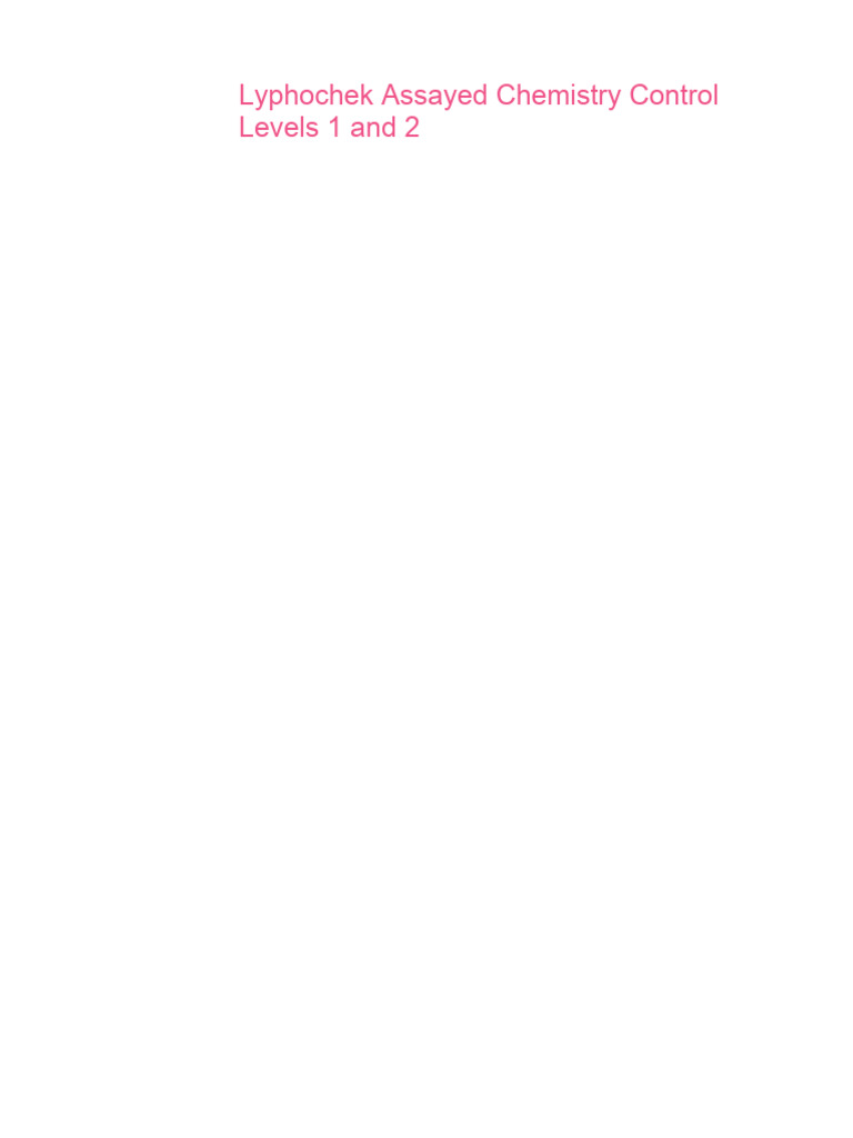 Lyphochek Assayed Chemistry Control Levels 1 and 2 | PDF | Magnesium