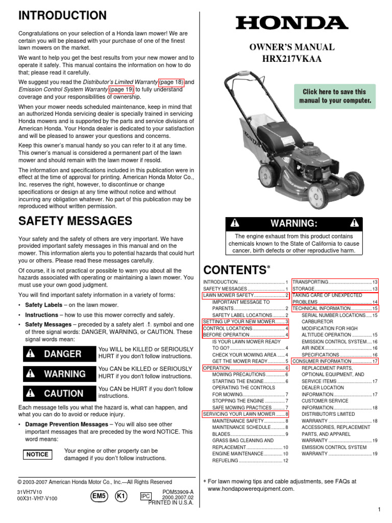 Honda Mower | PDF | Mower | Lawn Mower
