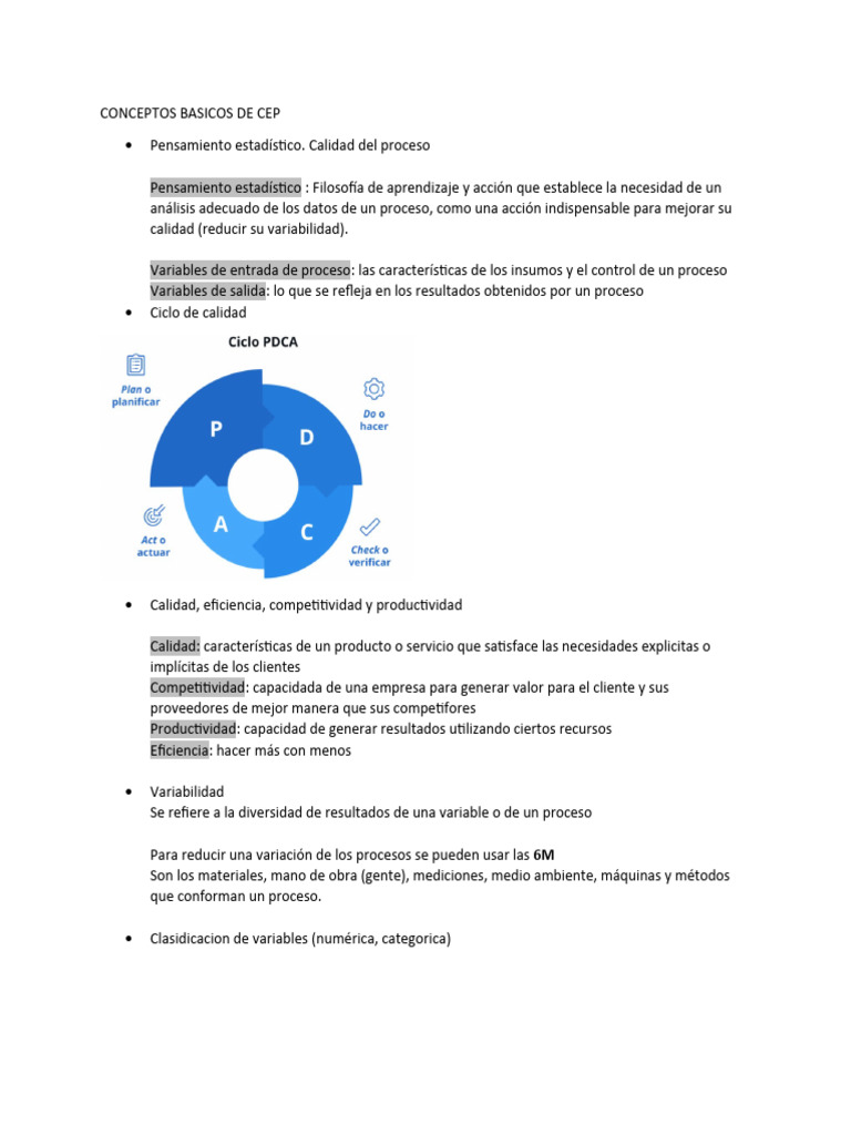 Conceptos Basicos de Cep | PDF | Calidad (comercial) | Diferencia