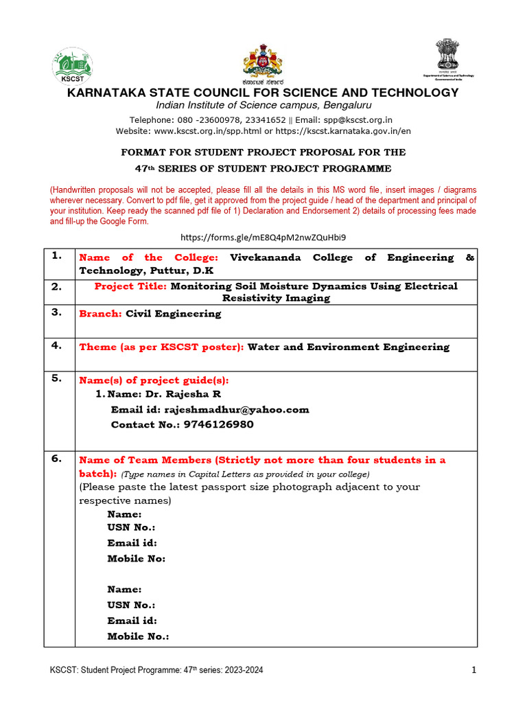KSCST Proposal | PDF | Soil