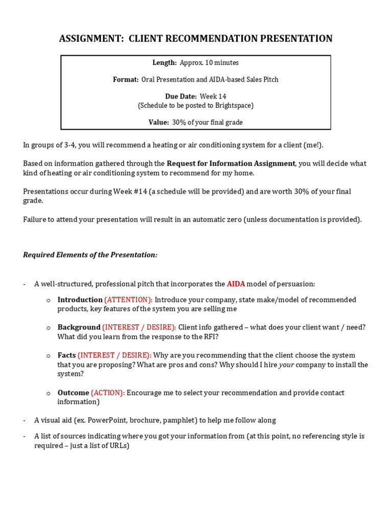 COMMS Pres Rubric - Client Recommendation Presentation (2) | PDF ...