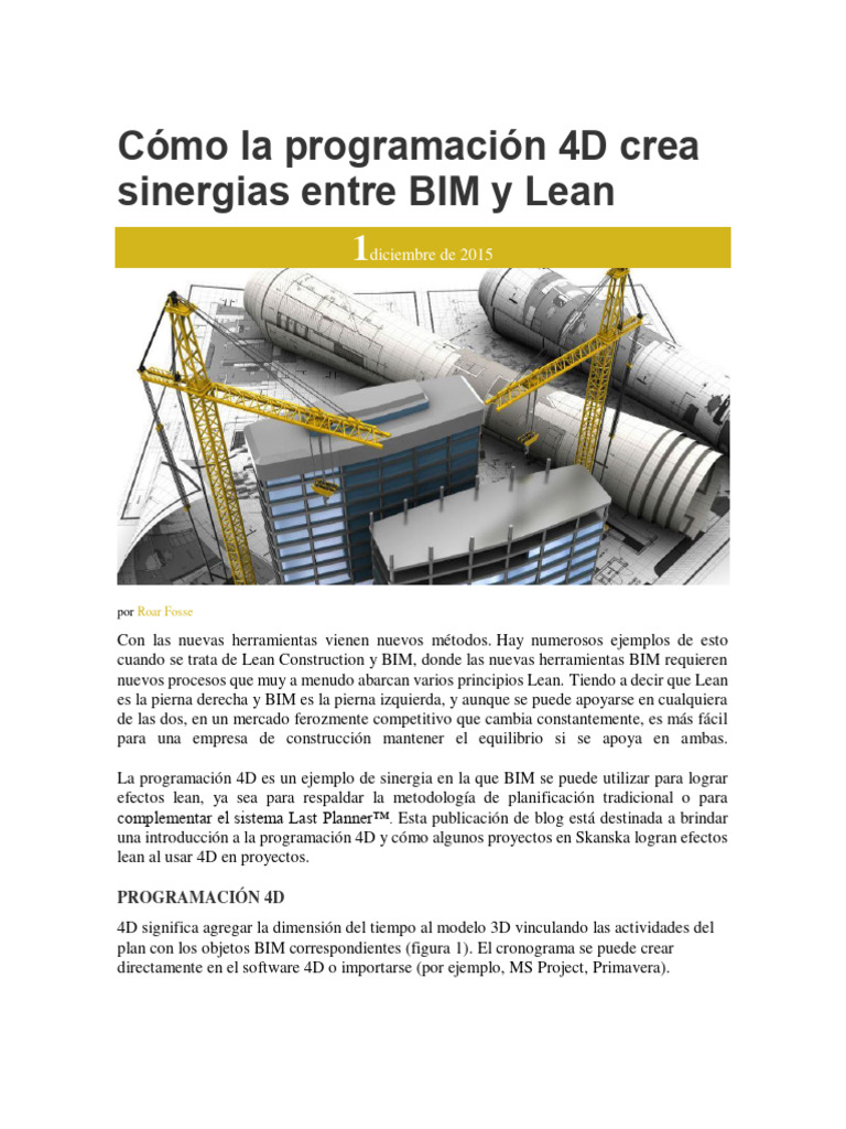 Cómo la programación 4D crea sinergias entre BIM y Lean | PDF ...