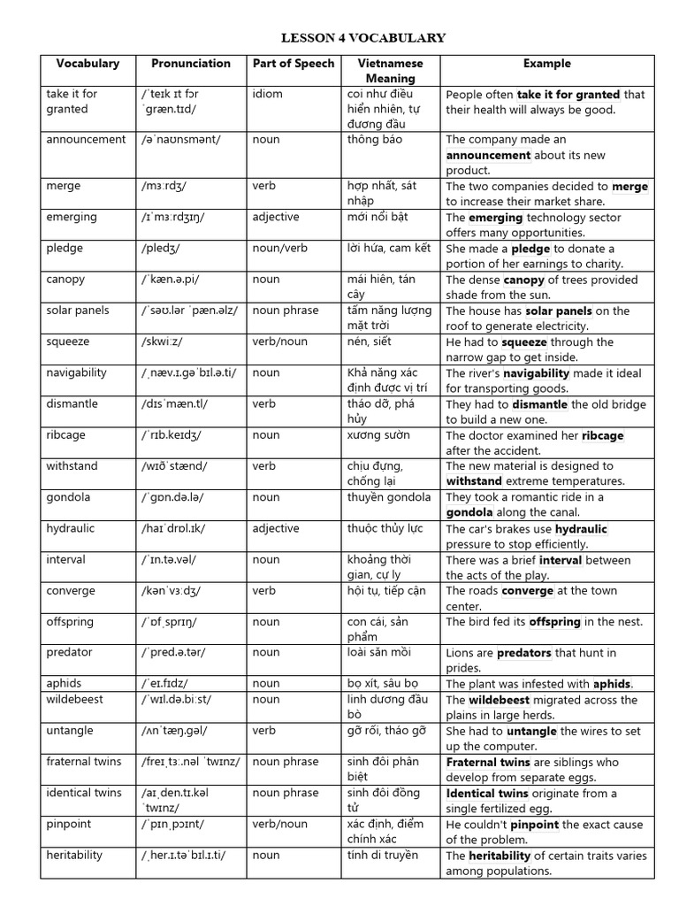 Lesson 4 Vocabulary Download Free Pdf Semantic Units Linguistic