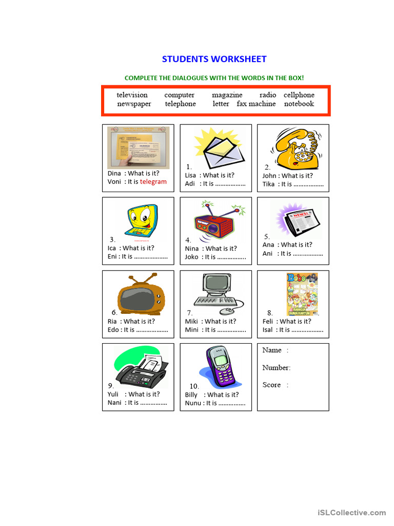 means of communication worksheet | PDF