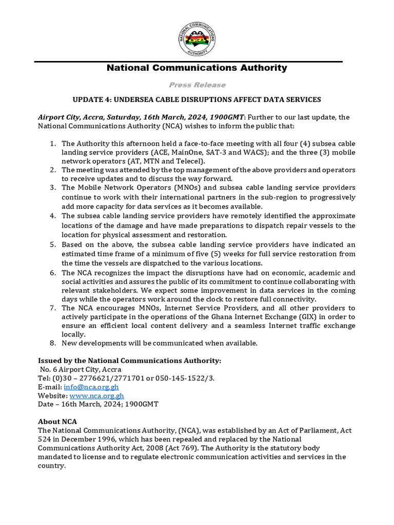 NCA Update 4 | PDF | Internet | Telecommunications