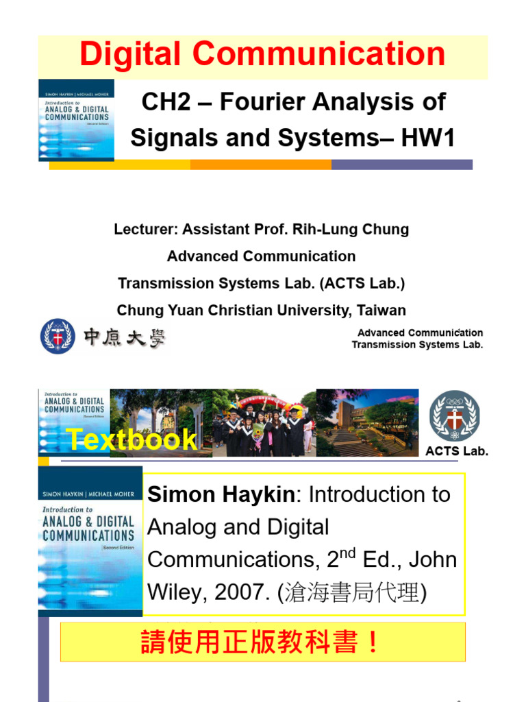 1112 - EDC-CH2 - Fourier Analysis of Signals and Systems-Part1n2-HW1-DueMar12-2023 | PDF ...