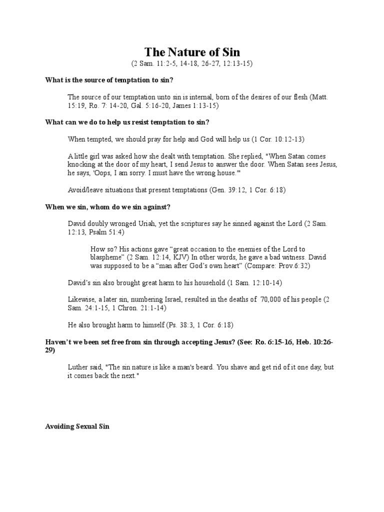 What Is The Source of Temptation To Sin? | PDF | David | Sin