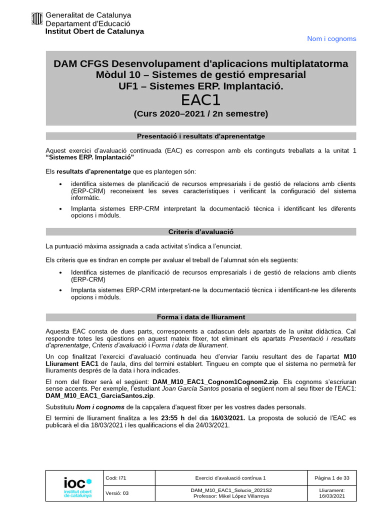 DAM M10 EAC1 Solucio 2021S2 | PDF