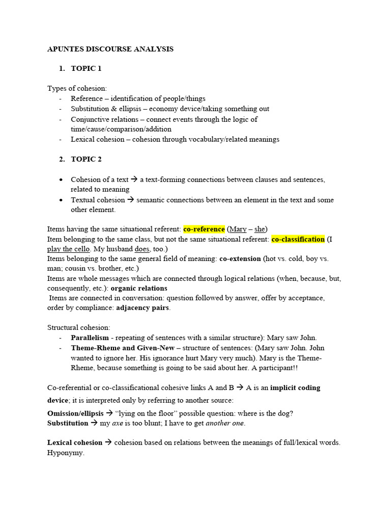 Discourse Analysis Pdf Linguistics Semantic Units