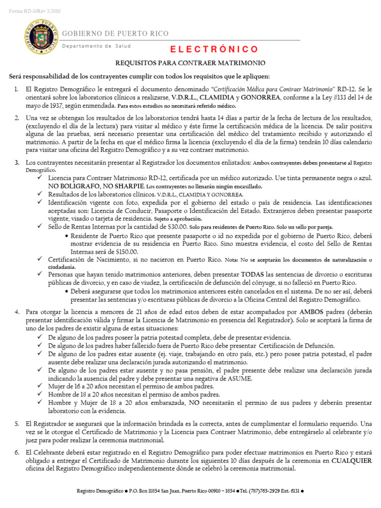 RD-10 Requisitos para Contraer Matrimonio Electronico | PDF | Divorcio ...