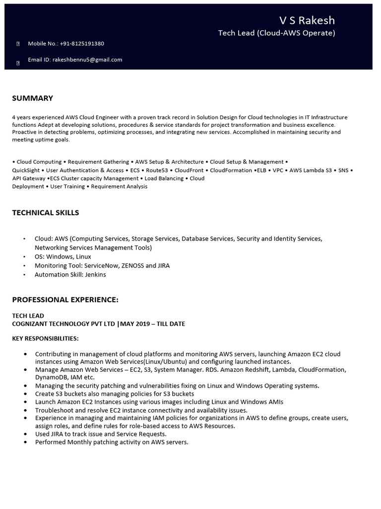 Rakesh Resume | PDF | Amazon Web Services | Cloud Computing