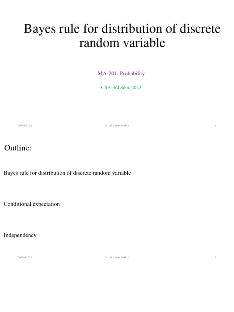 L15-Bayes Rule For Probability Mass Function | PDF | Probability ...