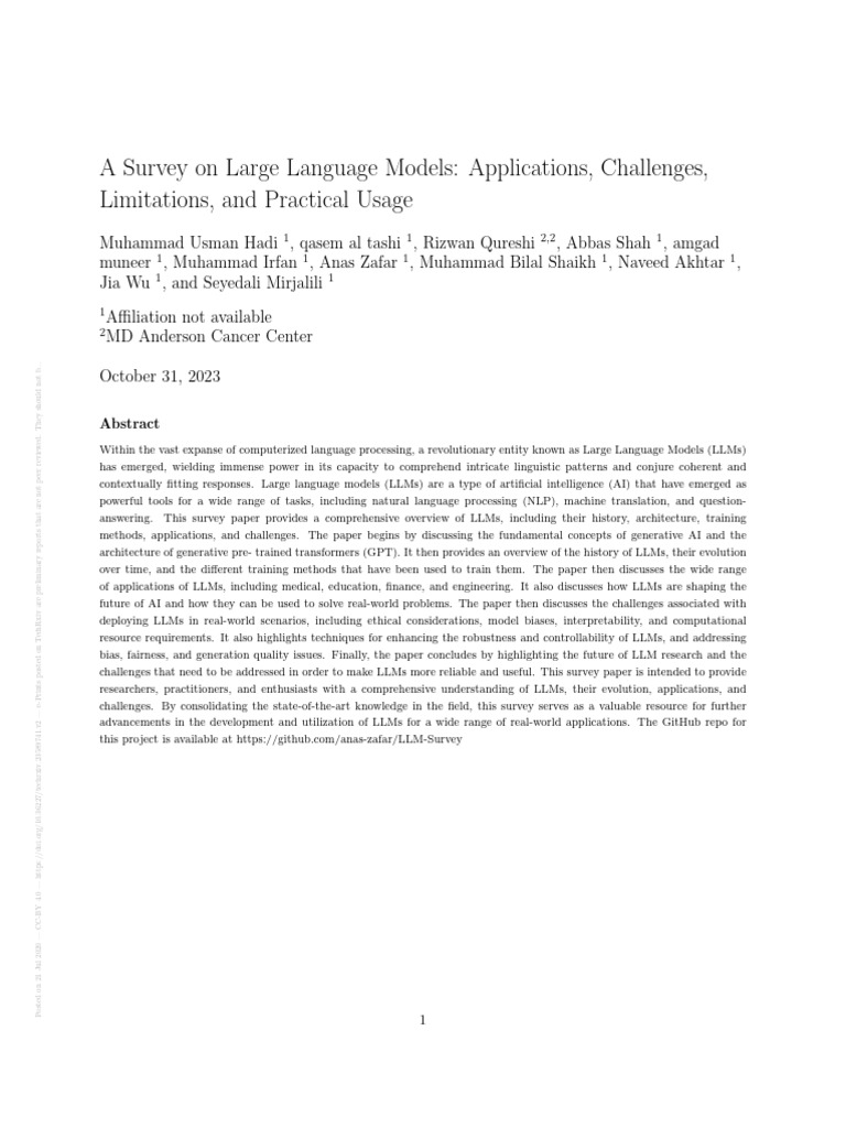 LLM Survey | PDF | Artificial Intelligence | Intelligence (AI) & Semantics