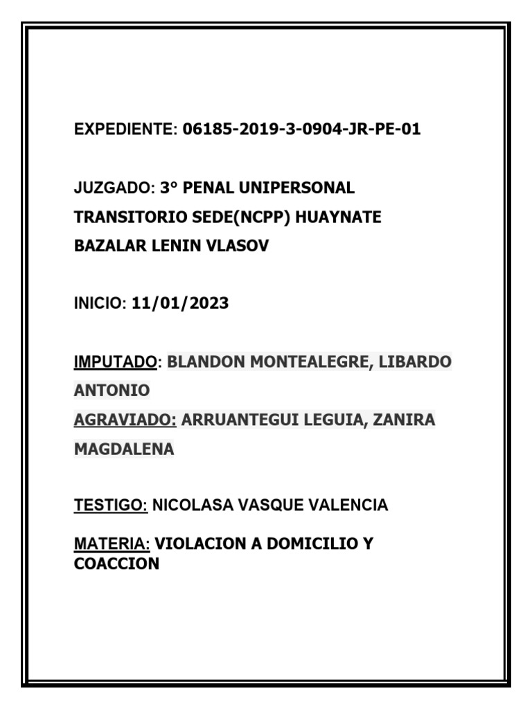 Carátula Expediente Modelo | PDF