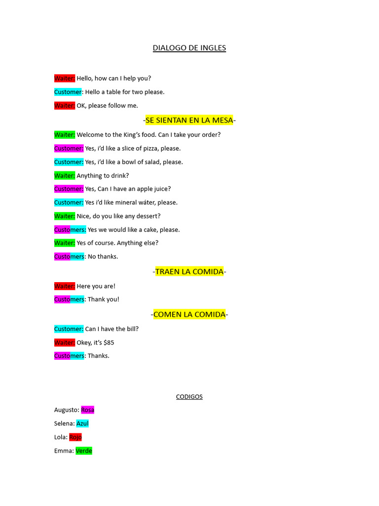 Dialogo de Ingles | PDF