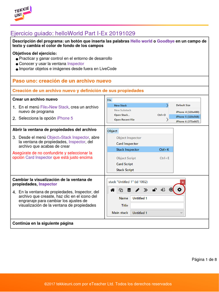 Helloworld Part I-Ex 20191029 - Es | PDF | Ventana (informática) | Software del sistema