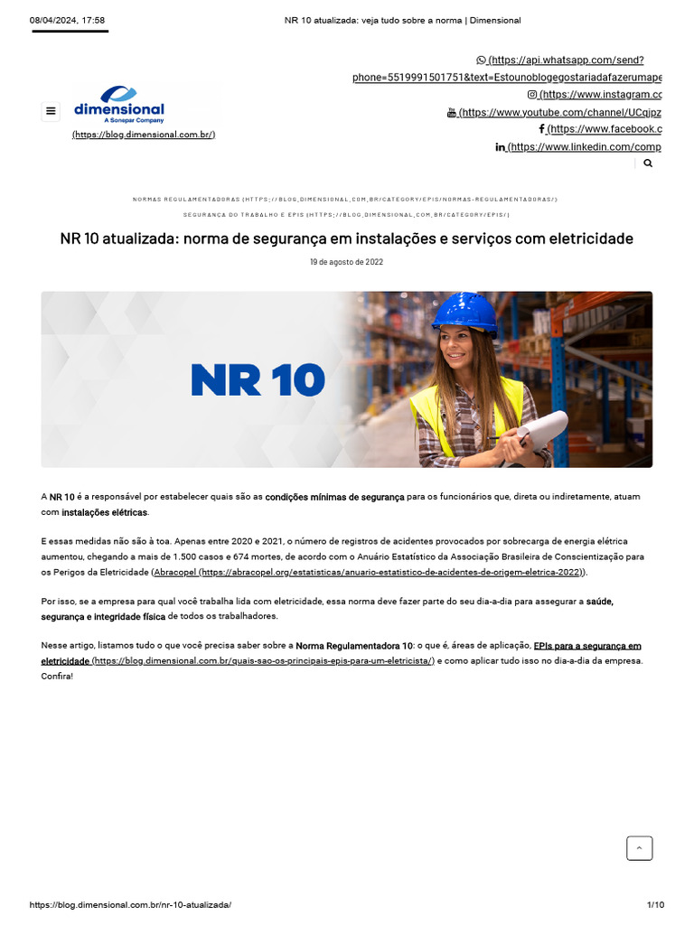 NR 10 atualizada_ veja tudo sobre a norma _ Dimensional | PDF ...