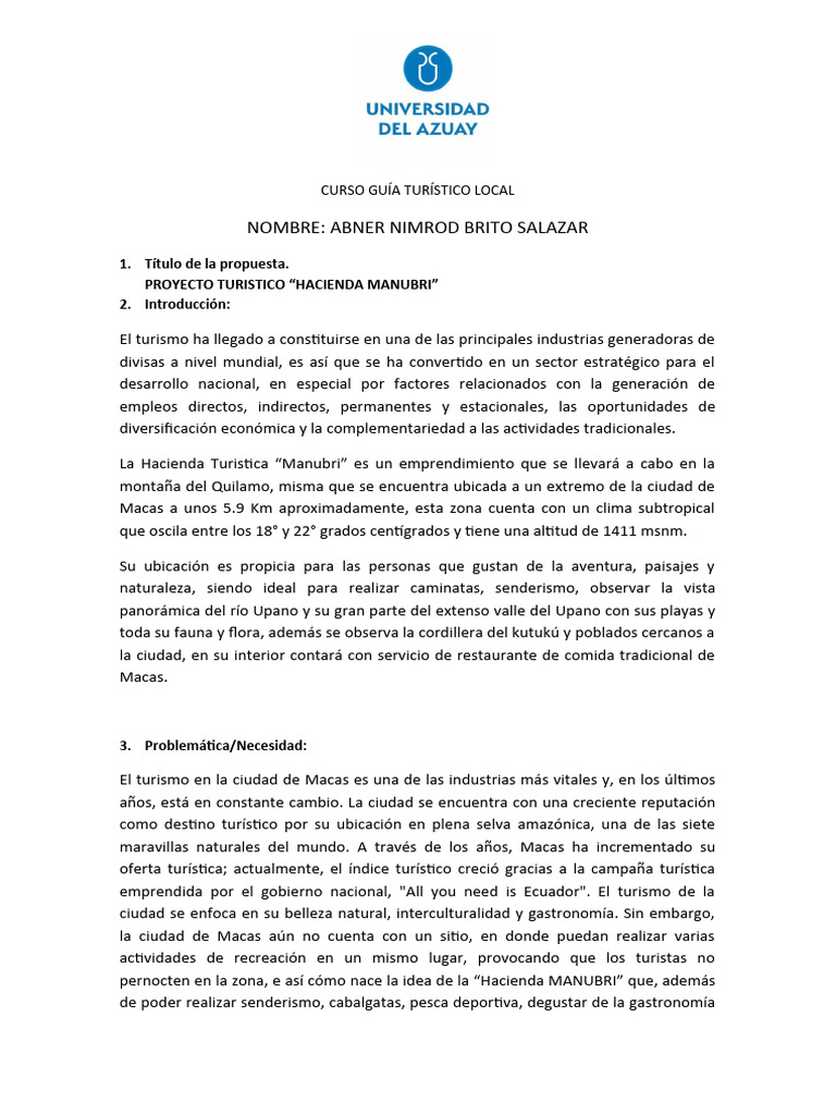 Trabajo_Final BRITO ABNER | PDF | Turismo | Ciencias de la Tierra