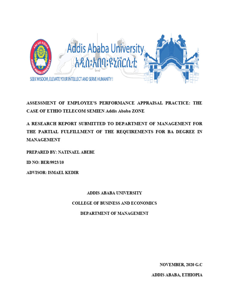 Natinael Abebe Final Draft | PDF | Performance Appraisal | Sampling (Statistics)