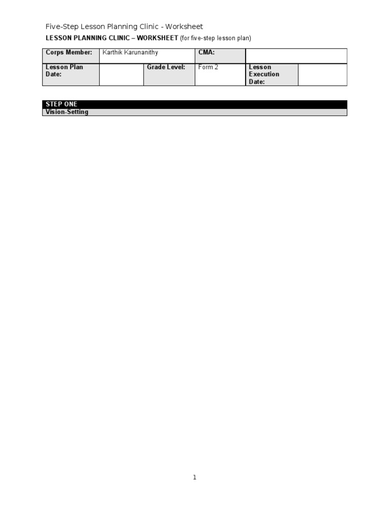 Lesson Planning Clinic - Worksheet | PDF | Lesson Plan | Educational ...